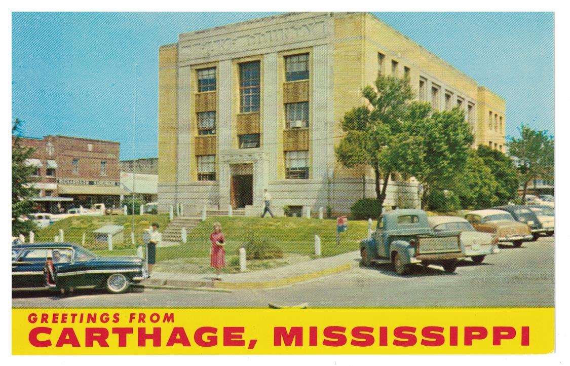 Greetings From Carthage, Mississippi, Leake County Courthouse | eBay