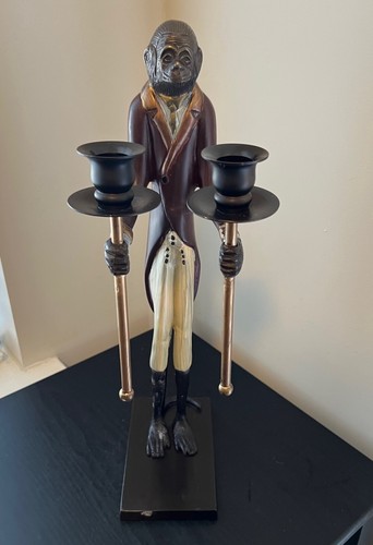Vintage Bronze/Brass Maitland Smith Butler Monkey Candle Holder ~ Free ...
