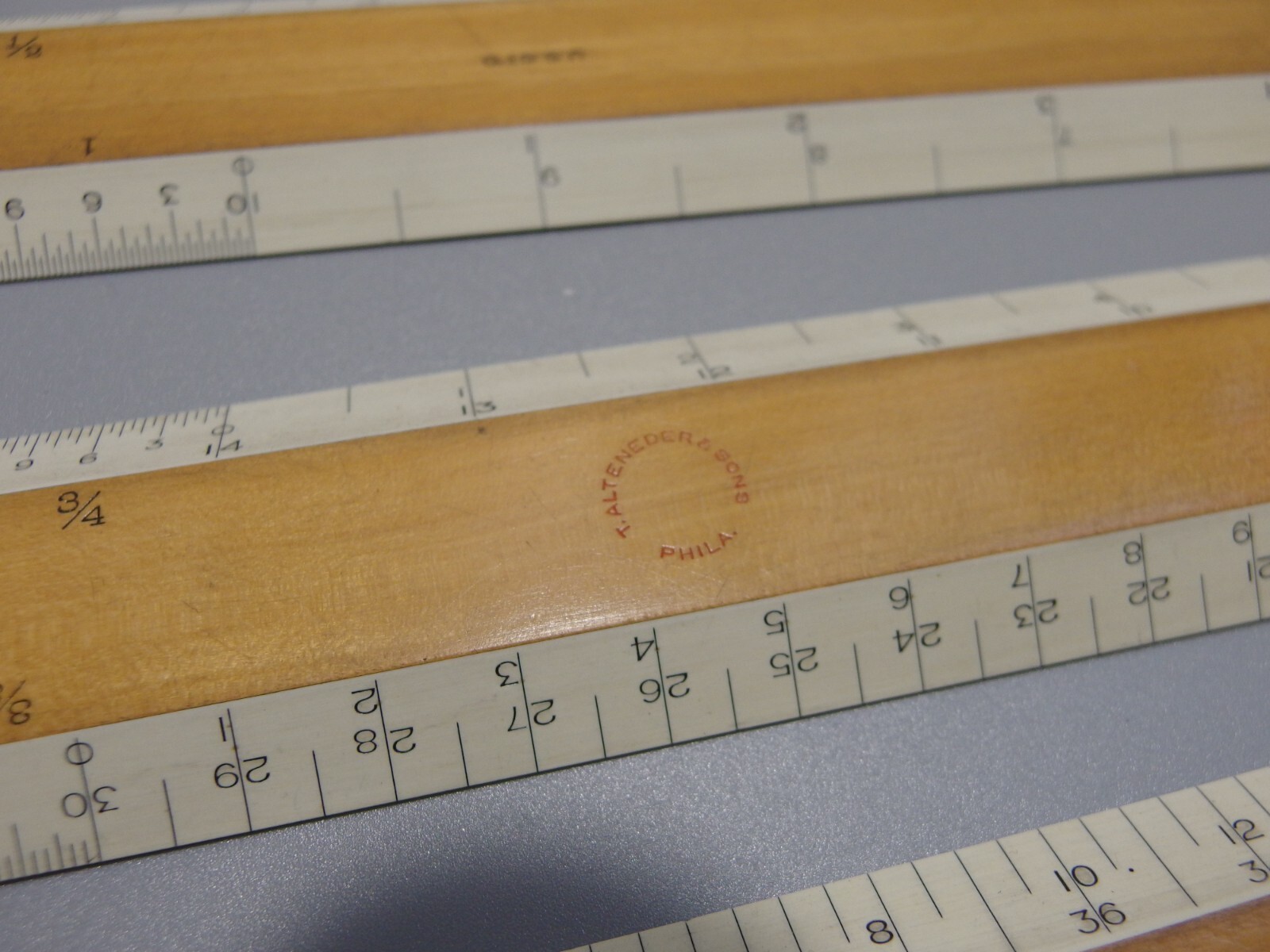 Vintage Cased Drafting Set Architect Scale Rulers T.A. Alteneder ...