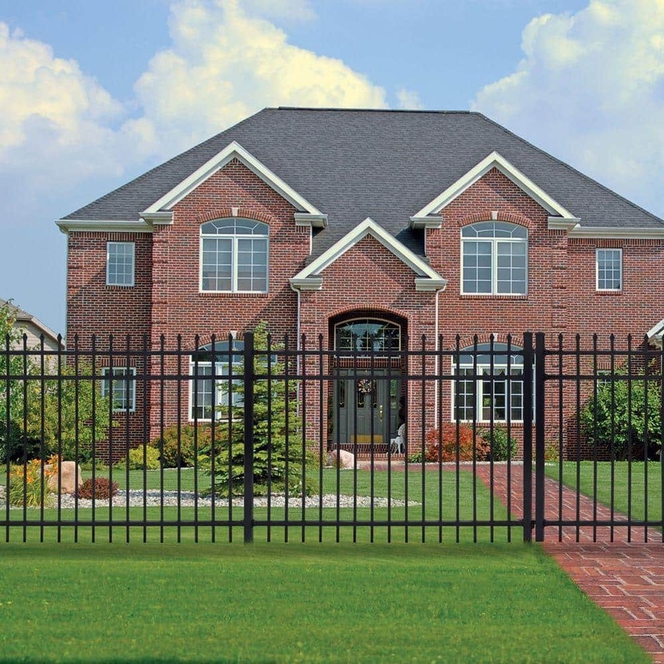 Cascade Heavy-Duty 2-1/2in x 2-1/2in x 5-7/8 ft. Black Aluminum Fence ...