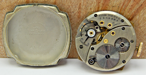 Vintage 1941 Elgin 554 15 jewel adjusted wrist watch movement with dial ...