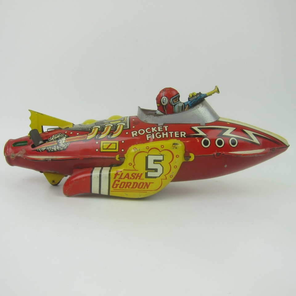 Vintage Marx Wind Up Tin Litho Flash Gordon Sparkling Rocket Fighter Ship WORKS! | eBay