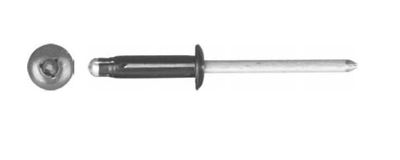 3/16" (4.7m) Hole Flange Dia: 3/8" Blk Alum Split-Type Rivets GM ...