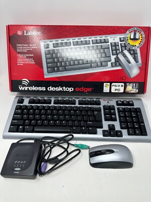 2004 Labtec XP Media Wireless Desktop Edge Keyboard Optical Mouse Kit ...