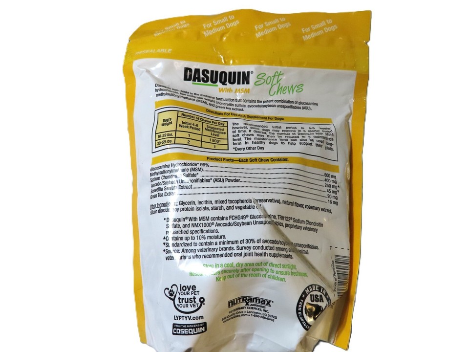 Dasuquin with MSM Joint Health Supplement Small to Medium Dogs 84 Soft ...