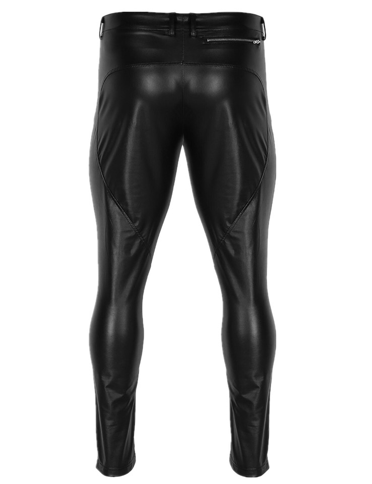 Herren Wetlook Leggings Lack Optik Hose Schritt Offen Strumpfhose Pants ...