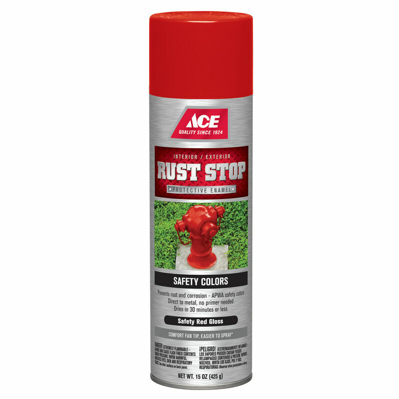 NEW! Ace Rust Stop Protective Enamel Spray Paint, Safety Red Gloss, 15 ...