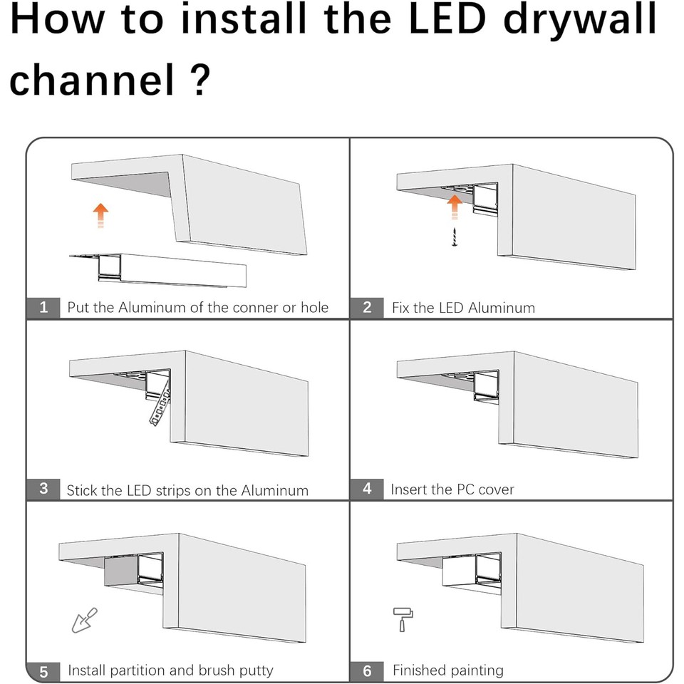 LED Strip Aluminum Channel Trimless Recessed Drywall LED Profile fr ...