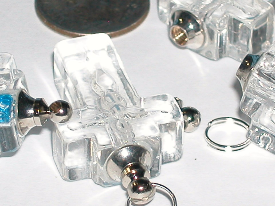 1 Glass religious Cross vial necklace mini pendant small bottle Screw ...