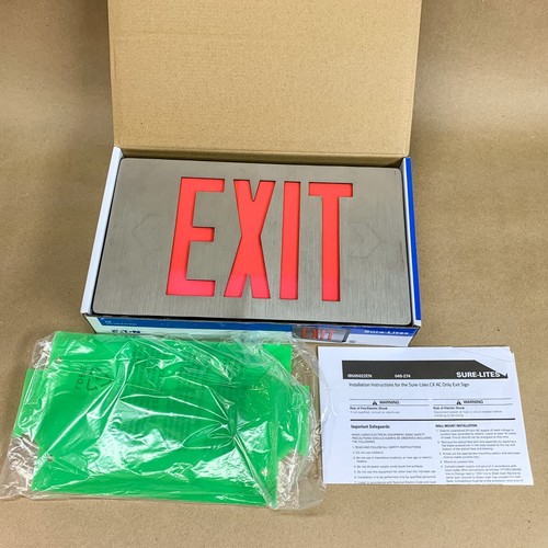 Eaton CX61 Exit Sign Brushed Aluminium Die Cast LED Sure-Lites Red ...