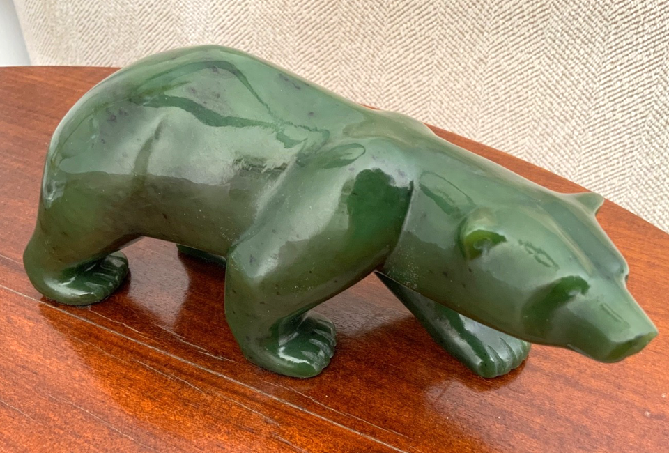 Polar Bear David Clancy British Columbia Jade Carving Sculpture Signed ...
