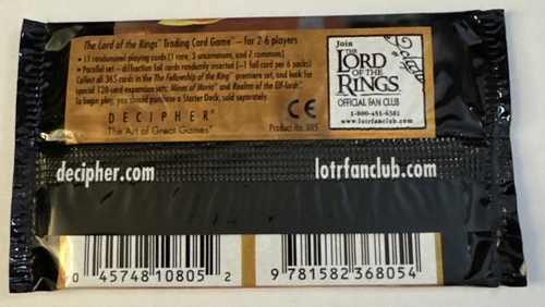LOTR * Fellowship of the Ring * Booster Pack - Lord of the Rings TCG ...