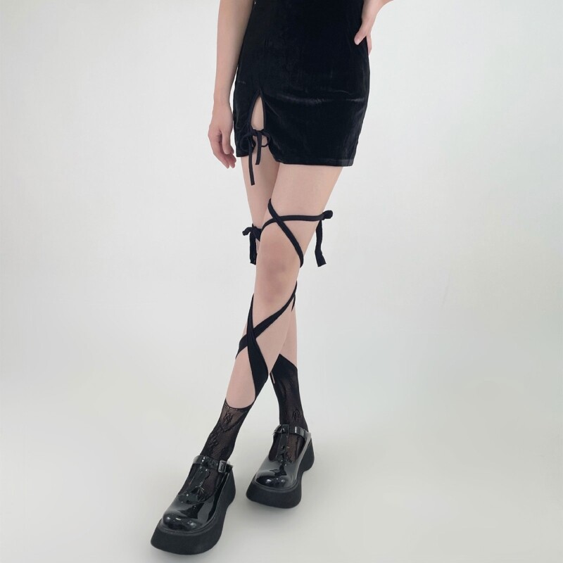 Women s Lace Socks Sweet Chic Socks Cross-tie Five Finger Socks for ...