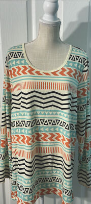 NWT Lularoe Lynnae Size 3X Long Sleeve Top Tunic Shirt Aztec Southwest ...