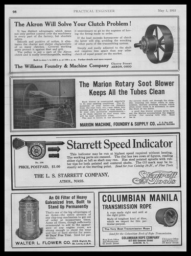 1912 Marion Indiana Machine Foundry & Supply Rotary Soot Blower Vintage ...