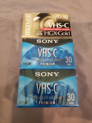 3 Pack VHS-C Sony Premium Grade Video Cassette Tapes SP 30 Minutes New ...