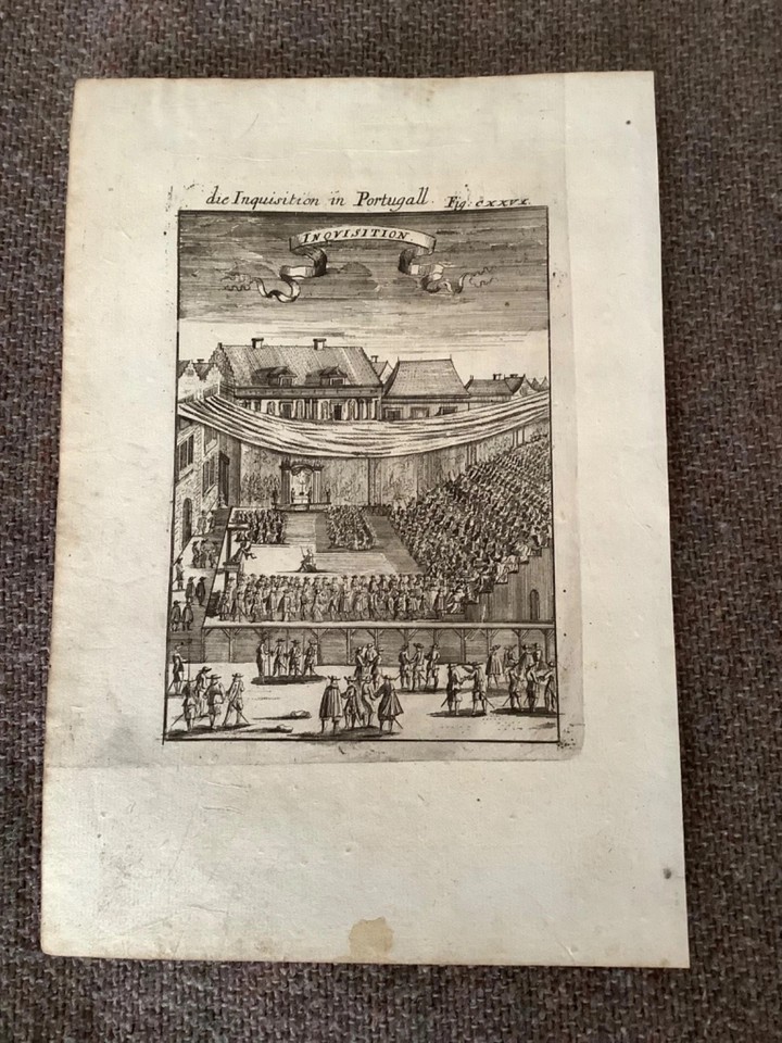 BELLISSIMA Stampa Inquisizione in Portogallo 1685 Mallet AUTENTICA ...