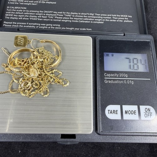 14K Scrap Gold Lot 7.31 - 10K .53g Total 7.84g-Broken Chains Charm Melt ...