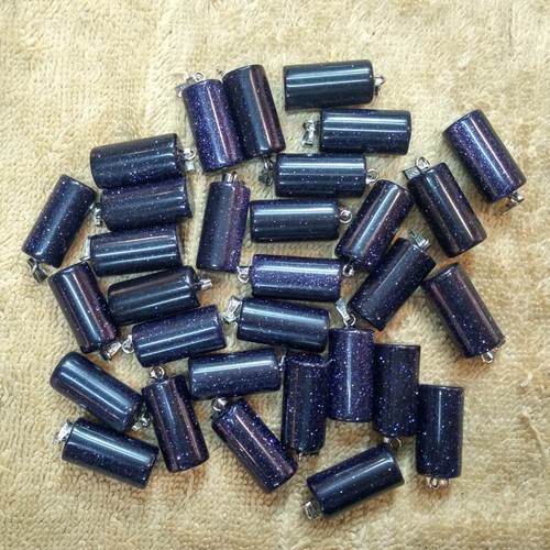 Wholesale50pcs Blue Sand Stone Cylinder Shape Pendants Charms for ...