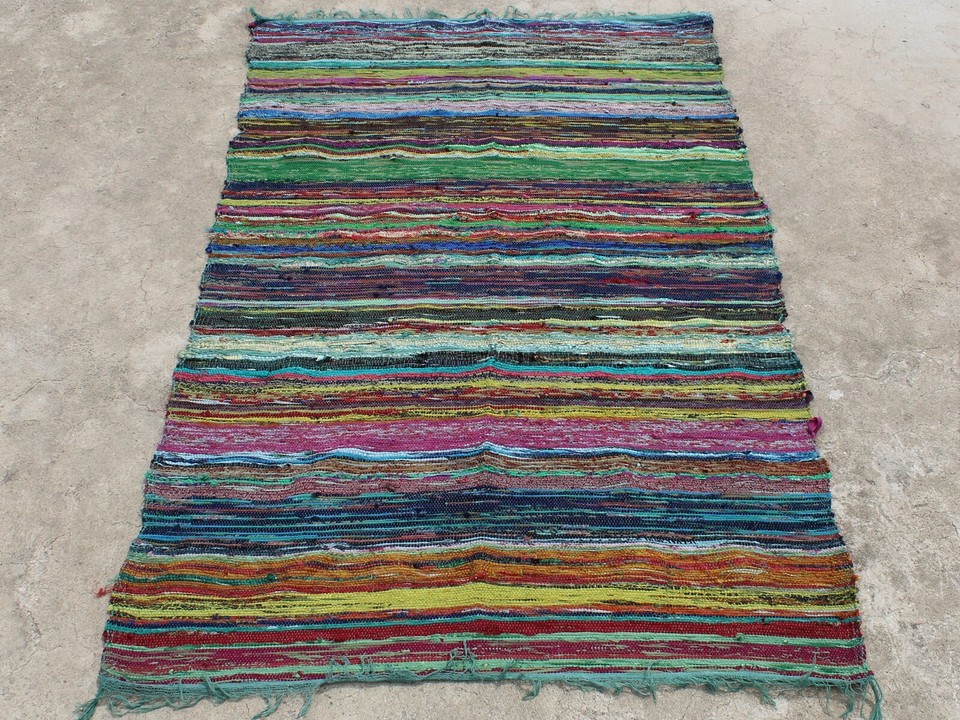 Indian Handmade Cotton Chindi Rug Home Decor Area Rag Rug Recycle ...