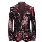 Men's Formal Casual Jacket Slim Fit Floral Suit Outwear Work Coat ...