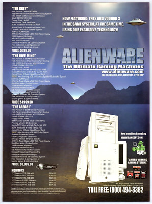 Vintage Print Ad 1999 Alienware Gaming Machine PC Original Promo Poster ...