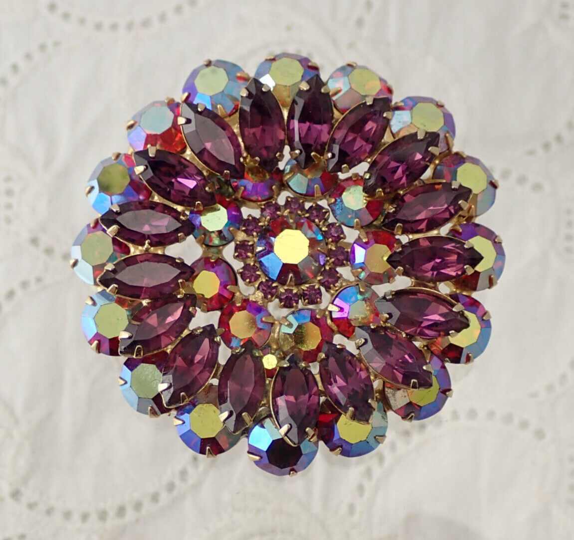 Massive Vintage Juliana Purple AB Red Rhinestone Laye… - Gem