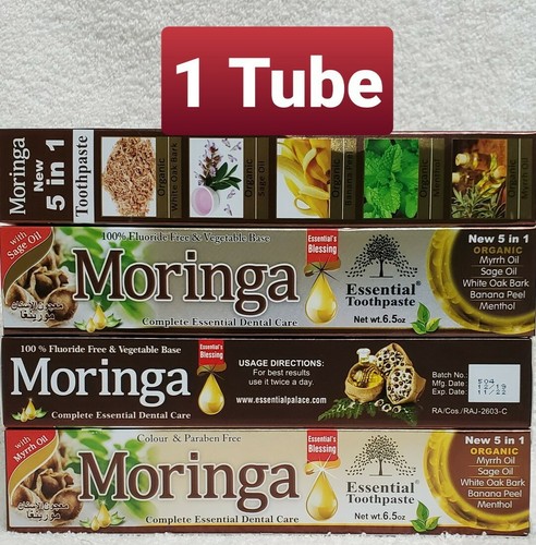 1 Tube MORINGA Toothpaste 5 in 1 Essential 100% Fluoride Free ...