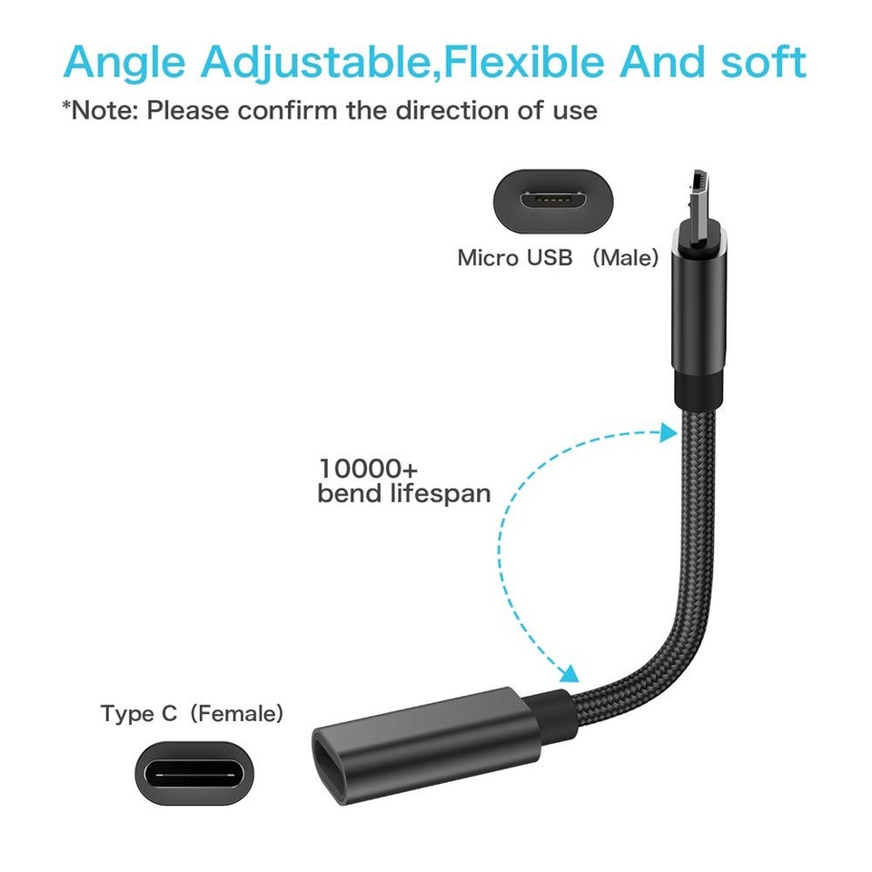 USB C to Micro USB Adapter, 2 Pack Type C Female to Micro USB Male ...