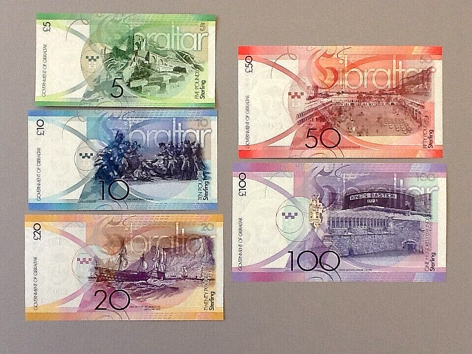 Gibraltar 5 Note Set: P-35, 36, 37, 38 and P-39; 5 thru 100 Pounds ...