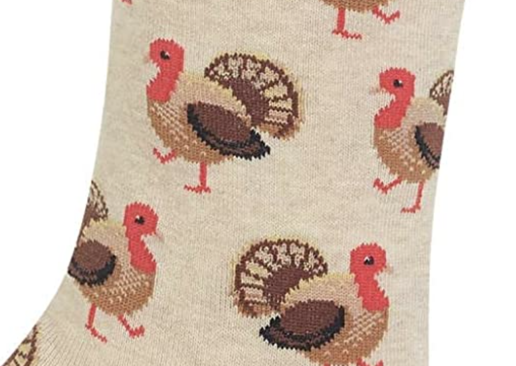 Thanksgiving Turkey Socks Natural Hot Sox Women's Crew Sock Shoe Size 4 ...