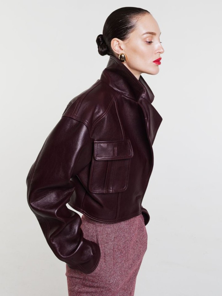 Retro American Style Womens PU Leather Cropped Short Coat Jacket Lapel ...