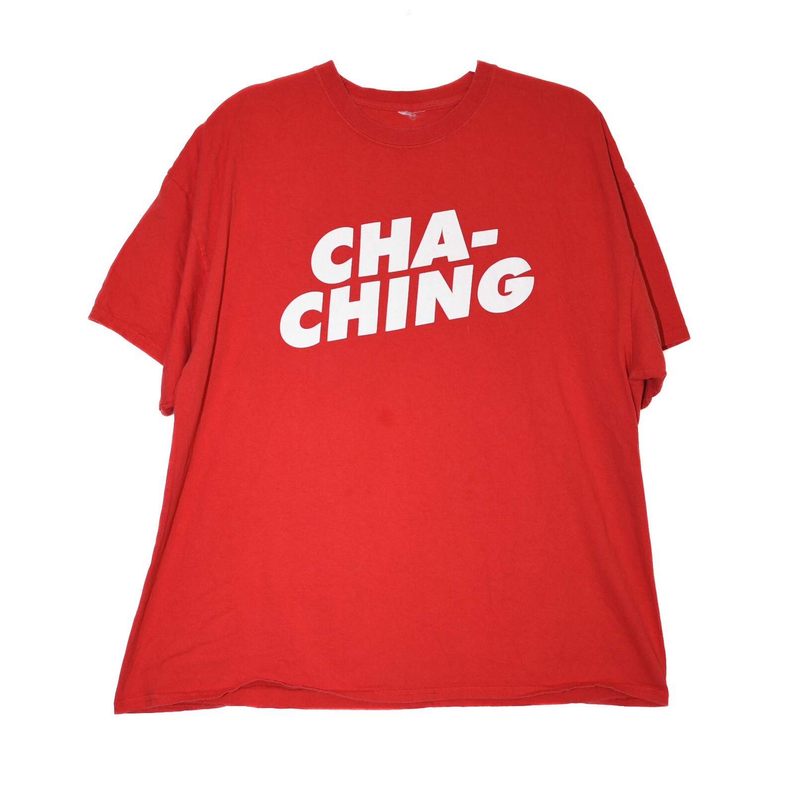 Cha Ching Mens Red White T-Shirt Cotton Graphic Print Short Sleeve Size ...