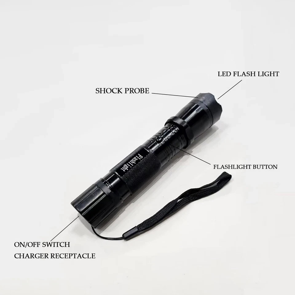 Electric Shock Flashlight for Self-Defense with LED Light & Wrist Strap ...