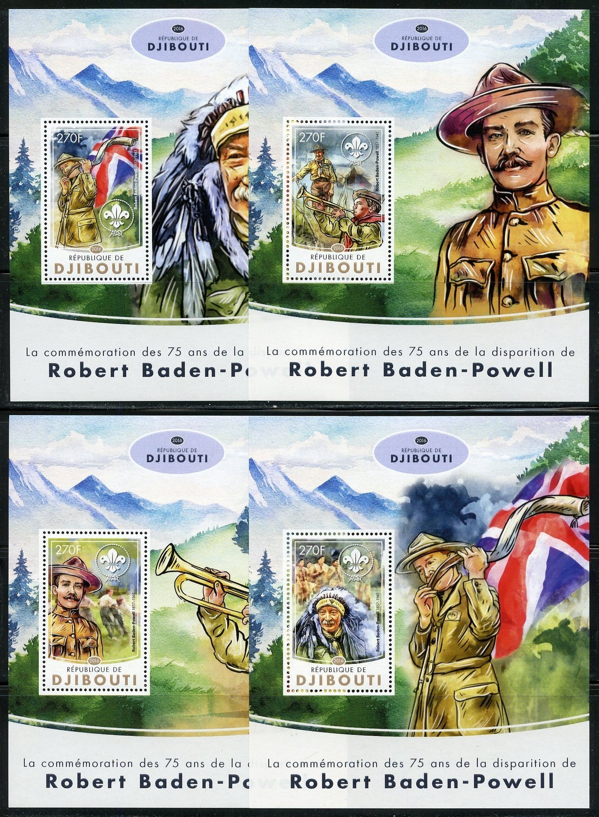 Djibouti 2017 75th Mémorial Baden-Powell Scouts Set Quatre S / S'S Nh ...