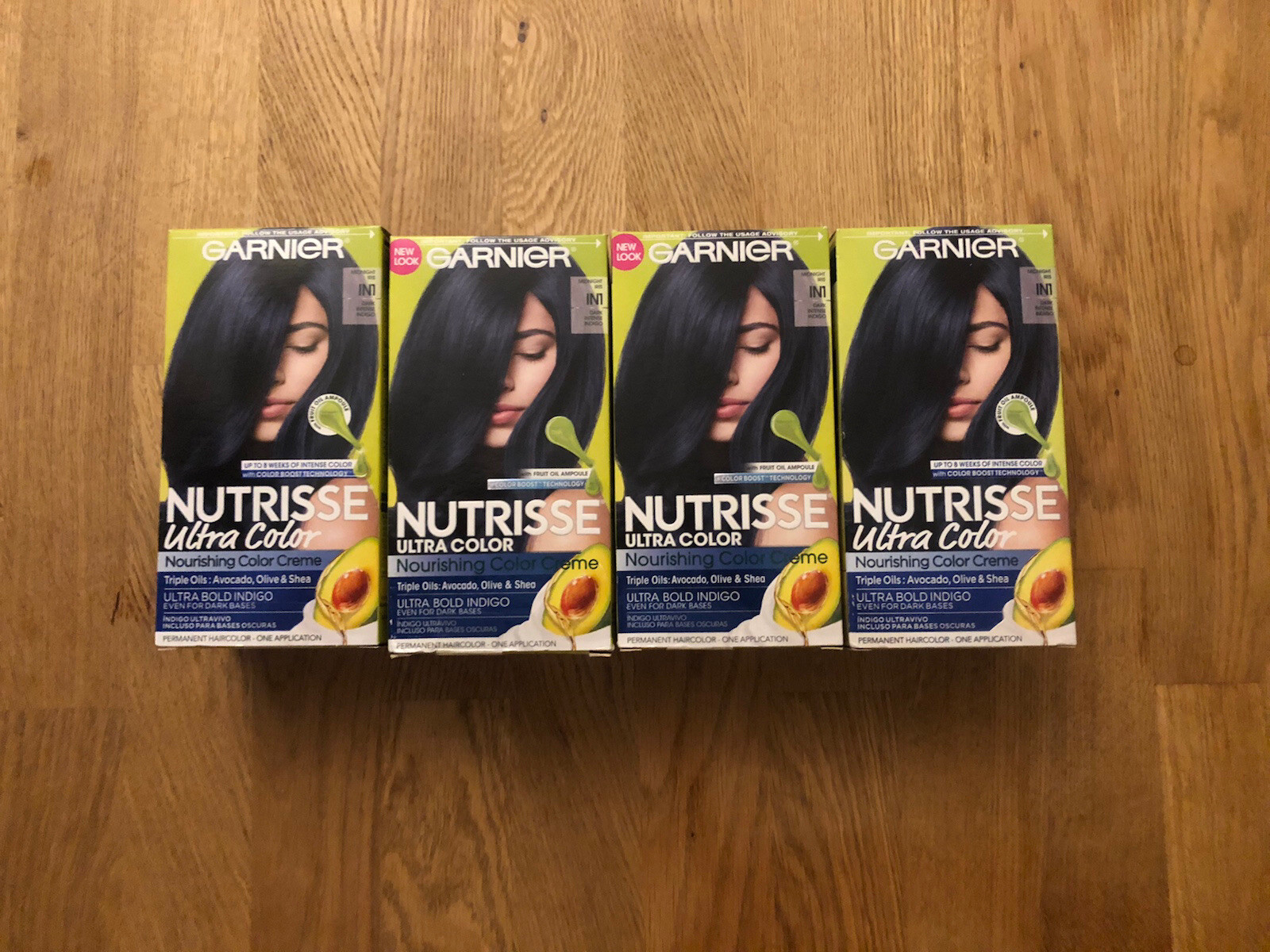 Pack of 4 Garnier Nutrisse Hair Color Midnight IRIS In1 Dark Intense ...