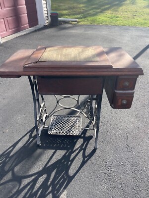 Antique New Home Treadle Sewing Machine Table Cabinet Cast Iron and ...
