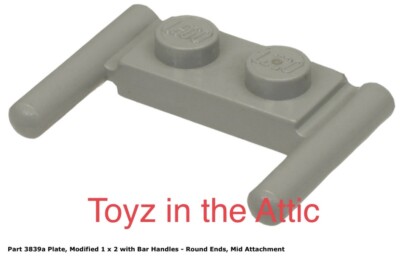 Lego 1x 3839a Light Gray Plate Modified 1 x 2 Bar Handles ROUND END 483 ...