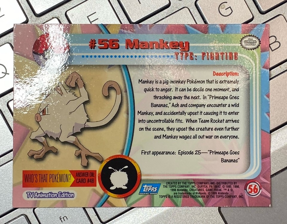 Topps Pokemon Mankey #56 Holo / near mint condition card / blue logo | eBay