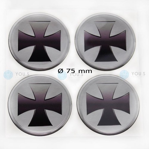 4 X Silicone Hub Caps Rims Sticker Decal Iron Cross Emblem - 75 MM | eBay