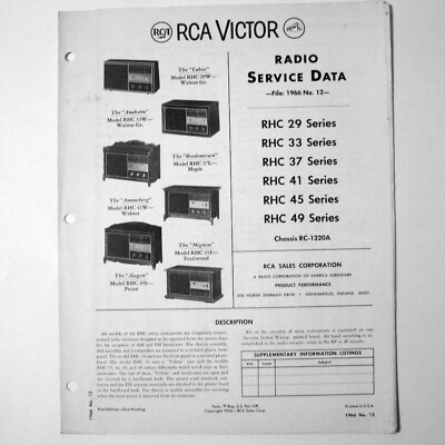 RCA ® Model RHC 29 RHC 33 RHC 37 RHC 41 RHC 45 RHC 49 Radio Service ...