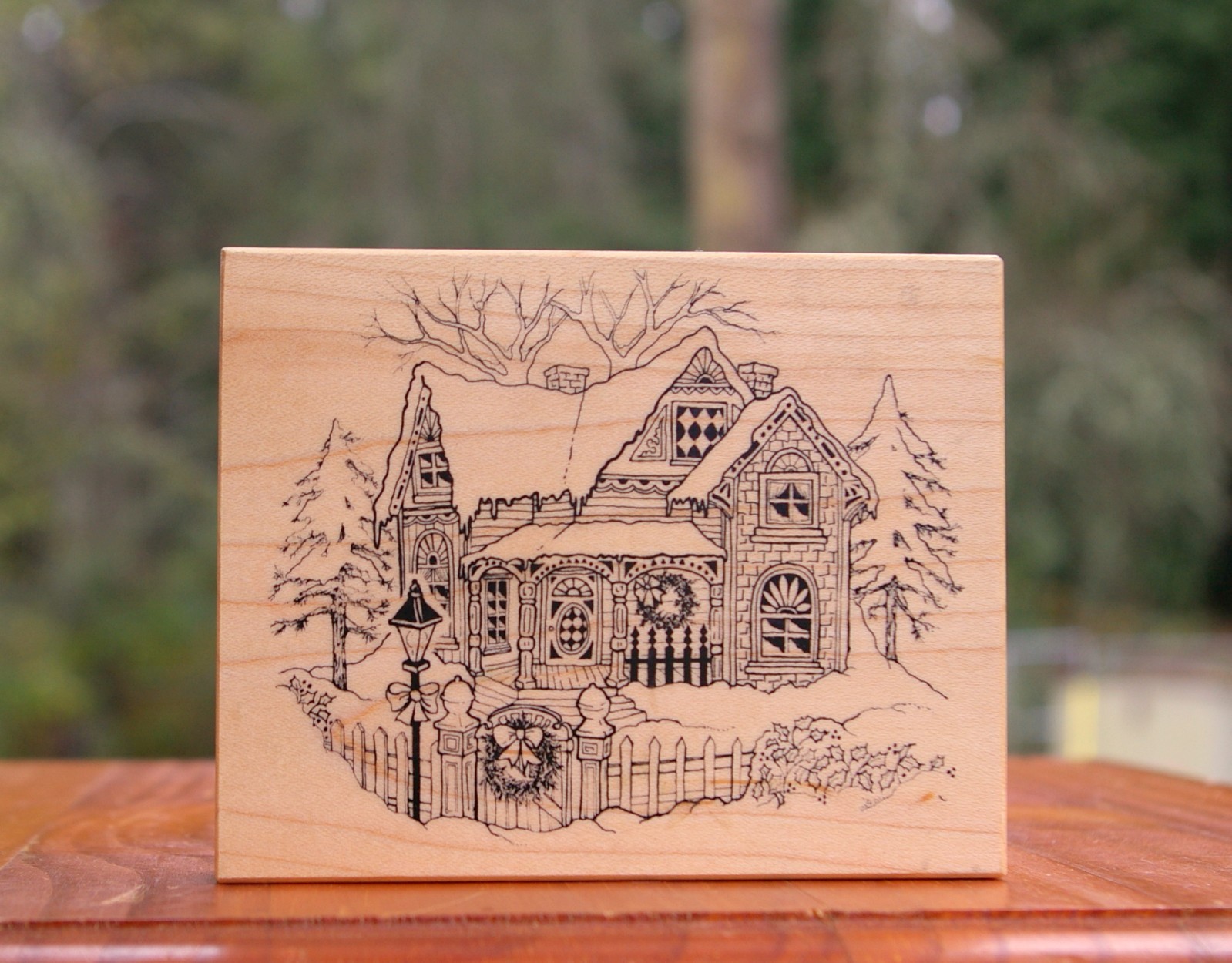 Christmas Holiday Winter House Wood Mounted Rubber Stamp 1991 by PSX ...