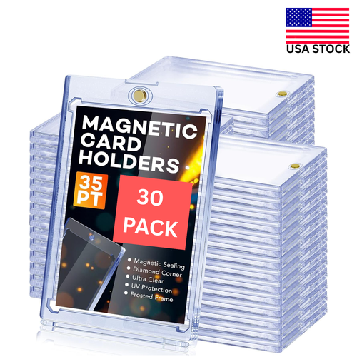 3/30 Pack Magnetic Trading Sports Card Holders 35pt One-Touch Hard UV ...