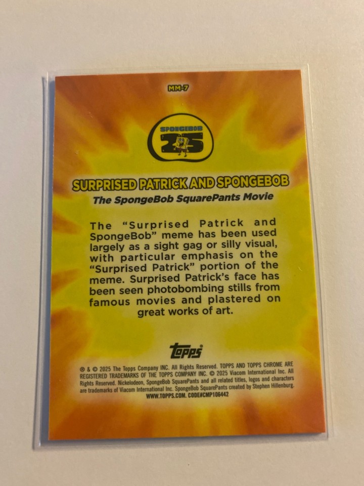 2025 Topps Chrome SpongeBob Masterful Memes Surprised Spongebob, And ...
