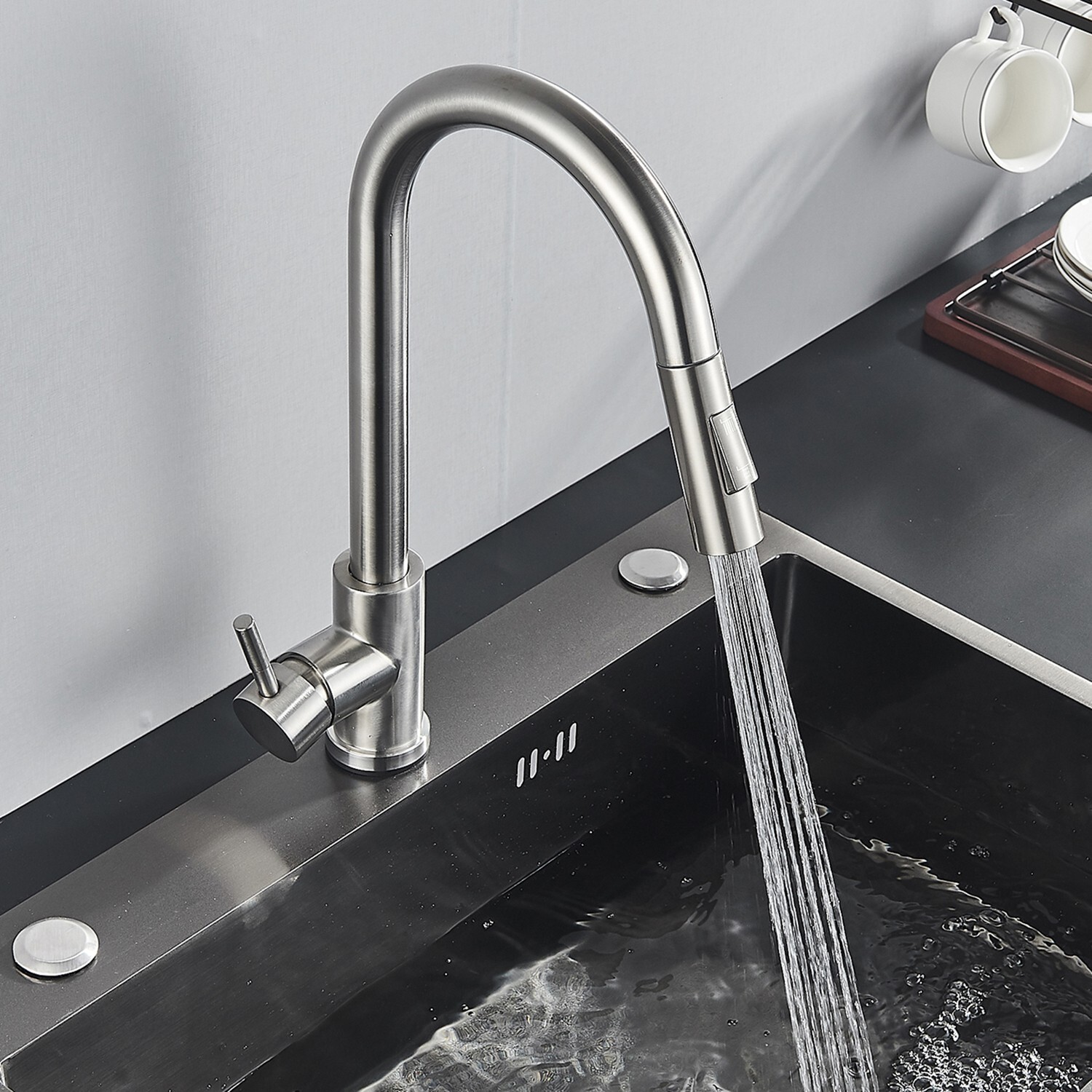Brush Nickel Kitchen Tap Extendable Tap Kitchen Swivel Mixer Tap ...