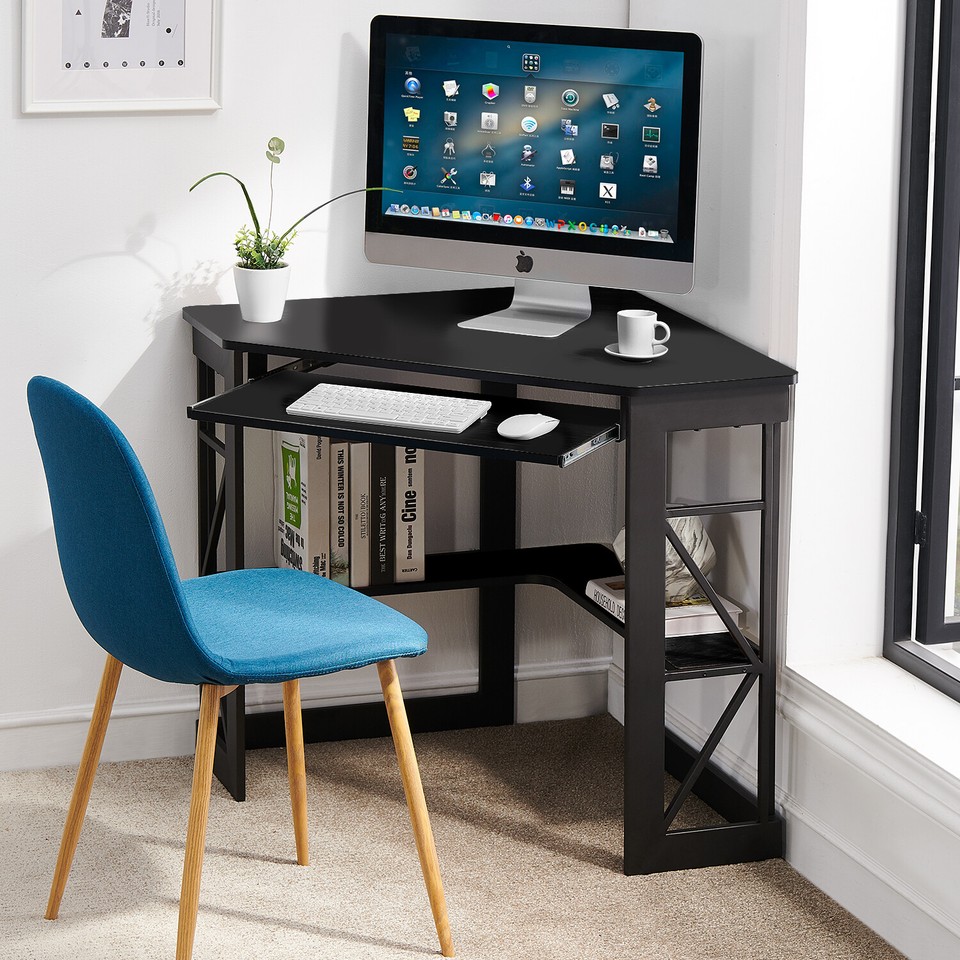 Triangle Corner Computer Desk Small Spaces Home Office Desk Laptop Work ...