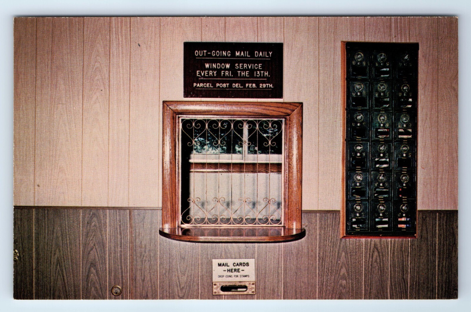 Vintage Postcard Inside Smallest Post Office Silver Lake West Virginia ...