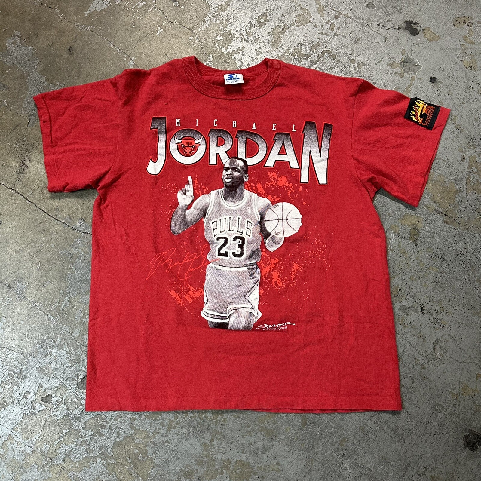 Vintage 1989 Starter Michael Jordan T-Shirt Large Mad… - Gem