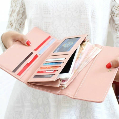 Long Wallet For Women, EEEkit Trifold PU Leather Purse,