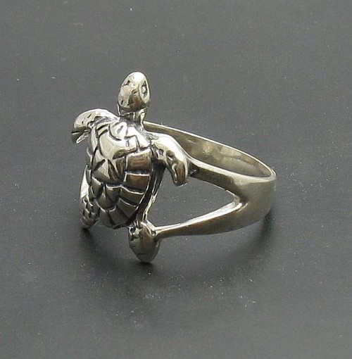 Stylish Genuine Sterling Silver Ring Stamped Solid 925 Turtle Handmade ...